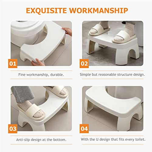 Housoutil Bathroom Step Stool Potty Toilet Stool Squatting Poop Stool Baby Step Stool for Bathroom Non-Slip Potty Stool for Children and Adults in Bathroom Toilet White Toilet Stool
