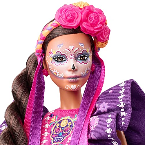 Barbie Signature Doll, 2022 Dia De Muertos Collectible, Traditional Ruffled Dress with Flower Crown & Calavera Face Paint