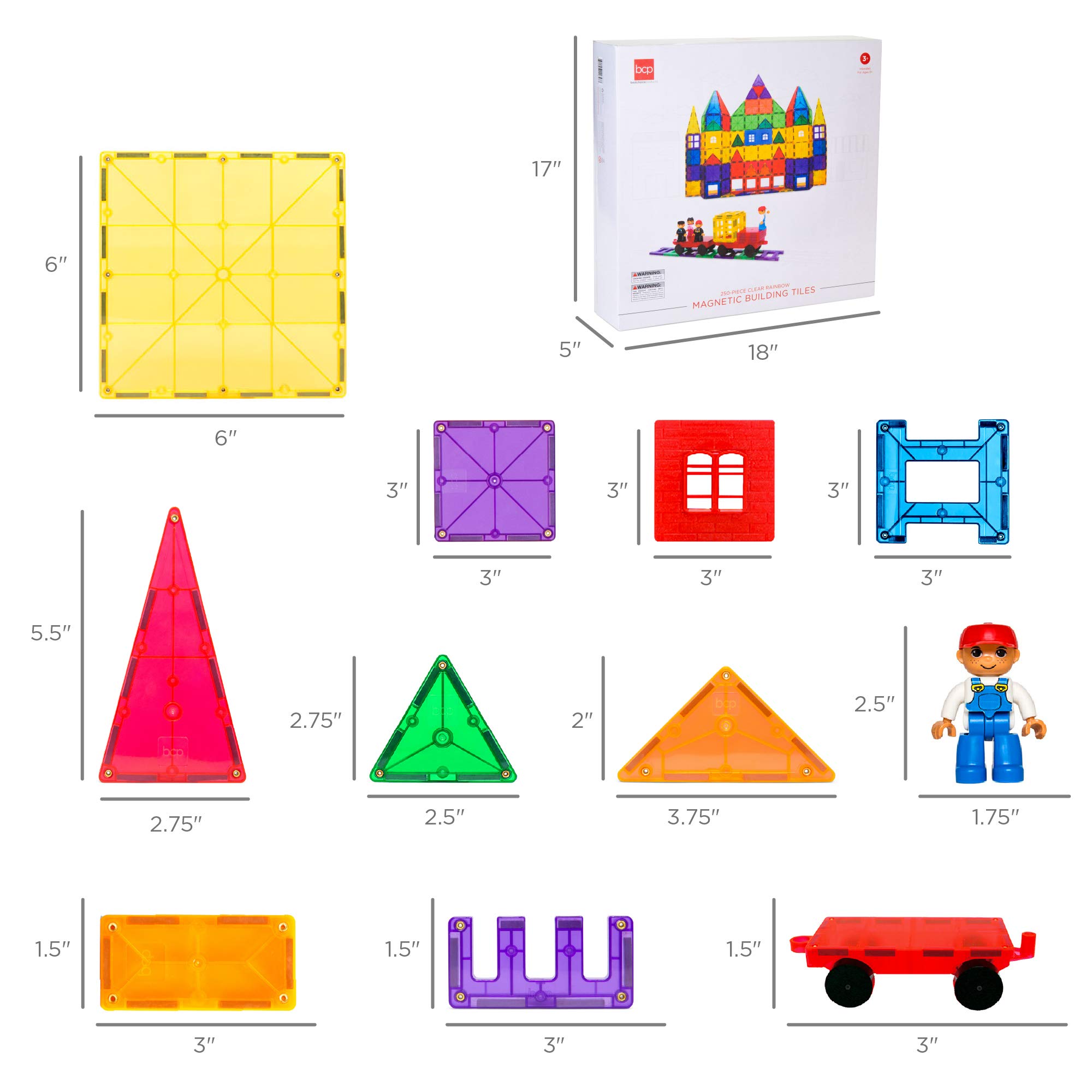 Best Choice Products 265-Piece Kids Colorful Magnetic Tiles Set 3D Construction Magnet Building Blocks Educational STEM Toy