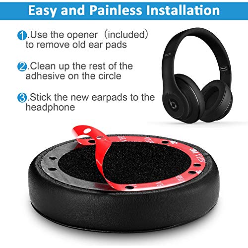 Muigiwi Replacement Studio 2 Ear Pads Memory Foam Ear Cushions Compatible with Studio2.0 / Studio3.0 Wireless/Wired Over Ear Headphones Earpads (Black)