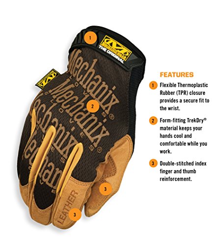 Mechanix Wear: The Original Durahide Leather Work Gloves with Secure Fit, Utility Gloves for Multi-purpose Use, Abrasion Resistant, Added Durability, Safety Gloves for Work (Brown, Large)