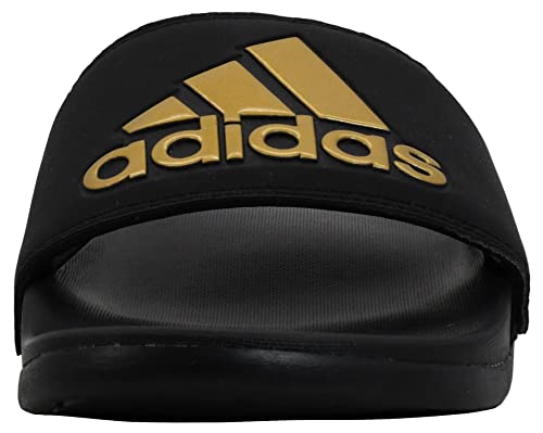 adidas Women's Adilette Comfort Slides, Core Black/Gold Metallic/Core Black, 6