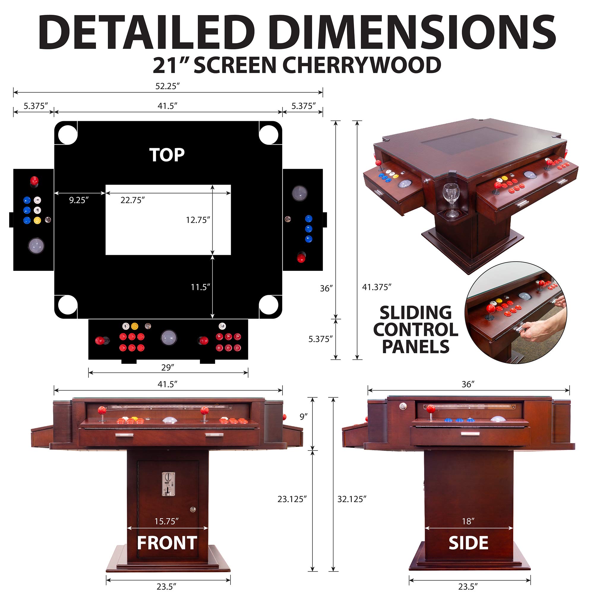 Creative Arcades Full Size Commercial Grade Cocktail Arcade Machine | 2 Player | 1162 Games | 26" LCD Screen | 3 Sided | 4 Sanwa Joysticks | Trackball | 2 Stools Included | 3 Year Warranty