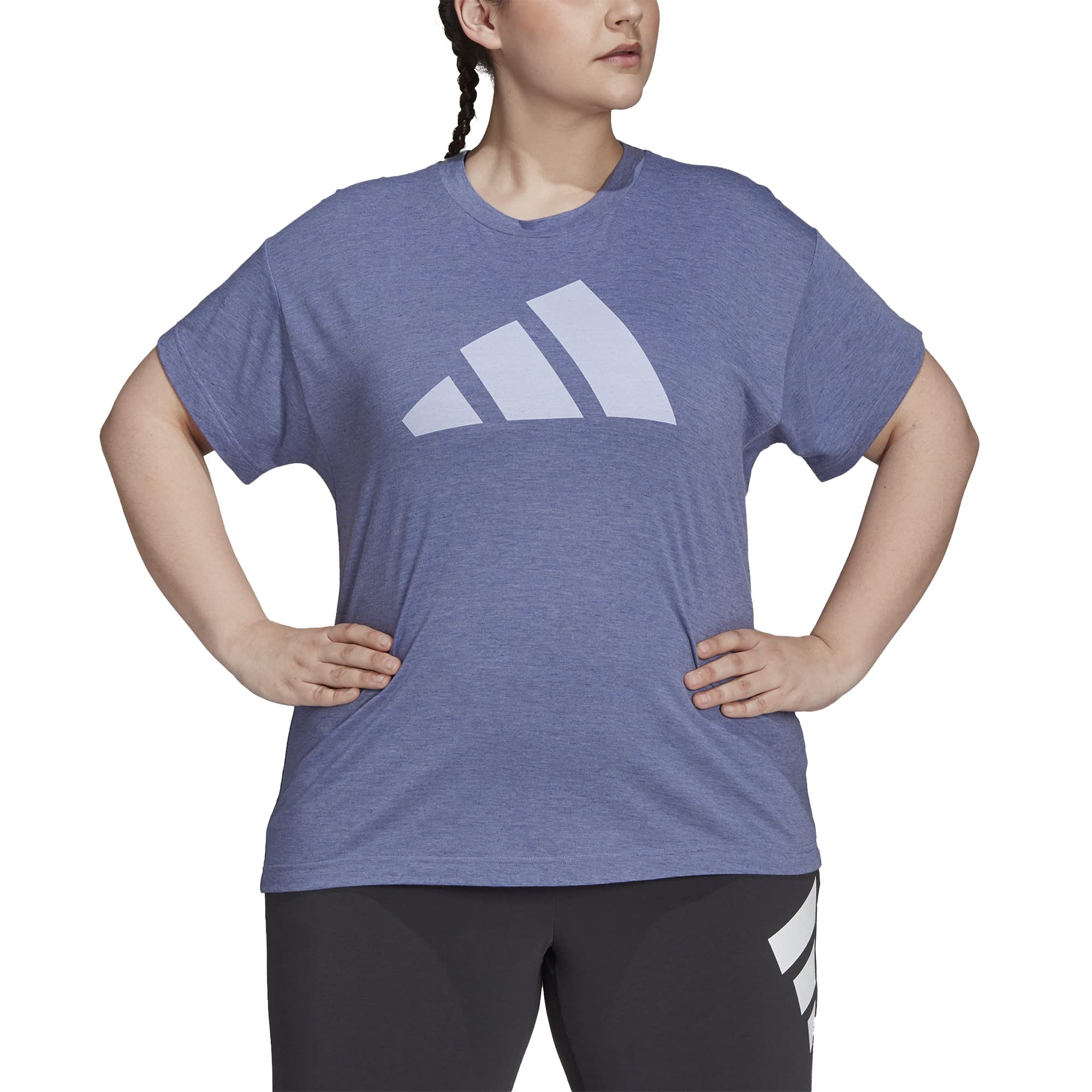 Adidas Women's Plus Size Sportswear Winners 2.0 T-Shirt, Orbit Violet Melange, 3X