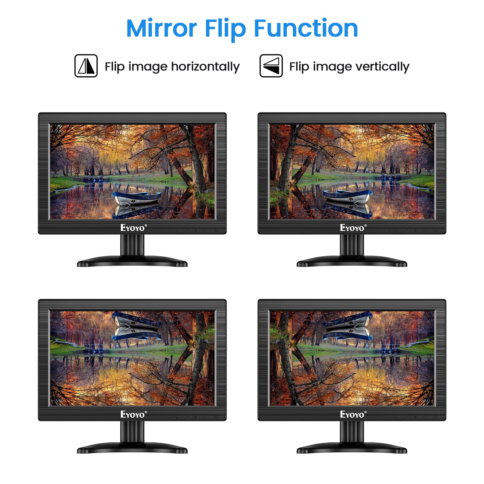 Eyoyo 12" Inch TFT LCD Monitor with AV HDMI BNC VGA Input 1366x768 Portable Mini HD Color Screen Display with Built-in Speaker