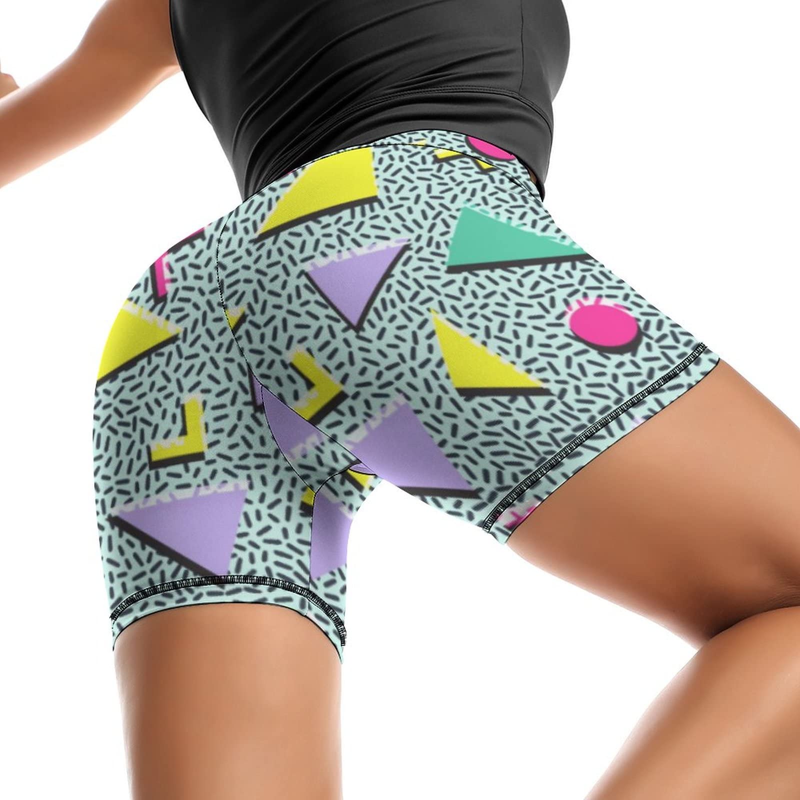 80s 90s Outfit for Women Yoga Workout Shorts High Waist Running Active Shorts