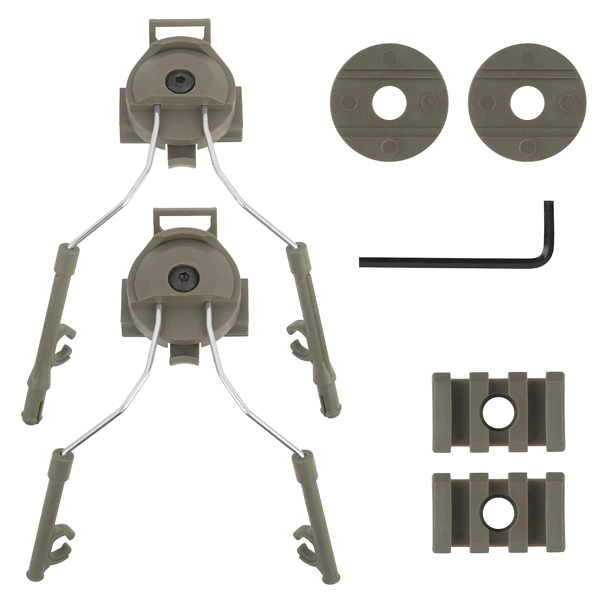 ACTIONUNION Airsoft Fast Helmet Rail Headset Adapter Kit Set (Tan)