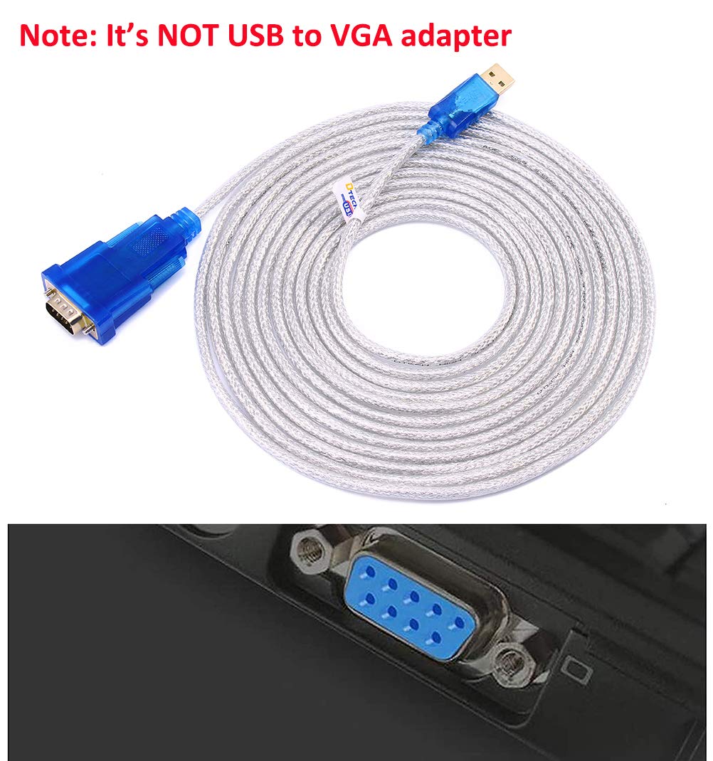 DTECH 10 Feet USB 2.0 to RS232 DB9 Serial Port Adapter Cable with FTDI Chipset Supports Windows 11 10 8 7 and Mac Linux
