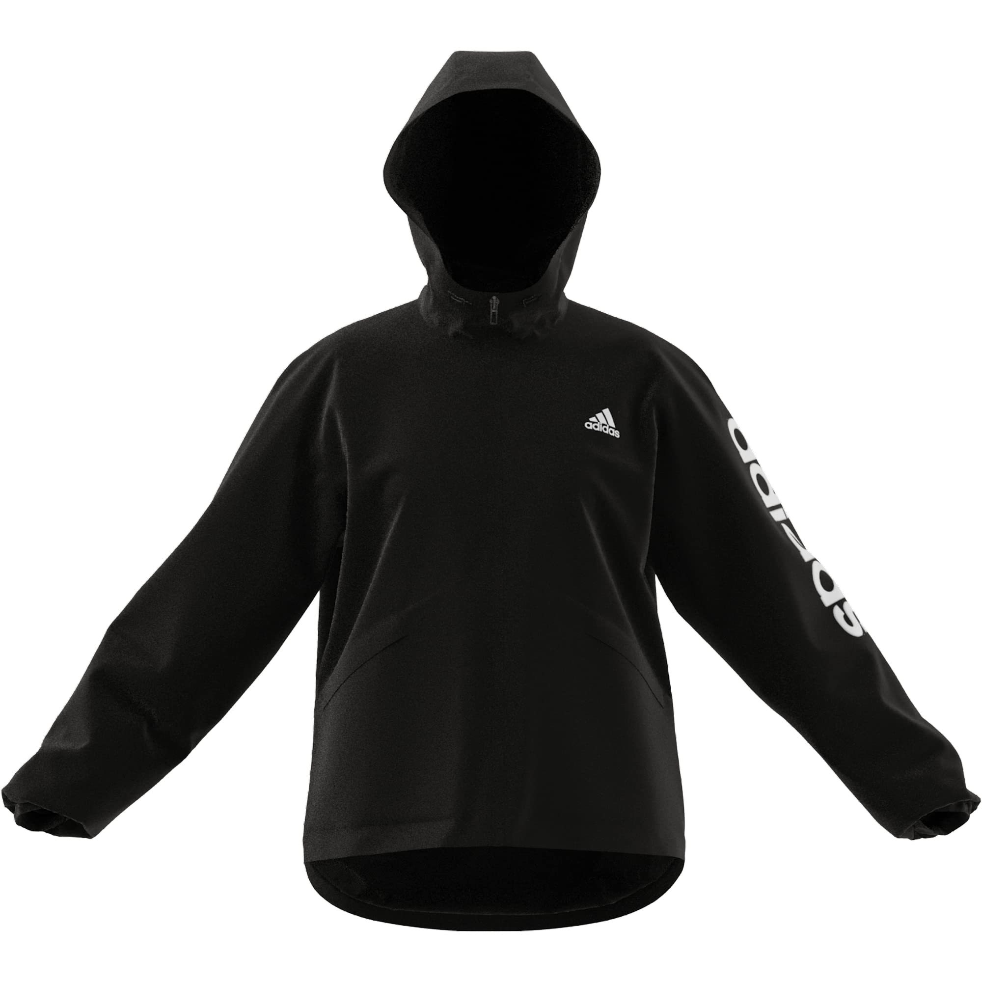adidas Women's Essentials Oversize Logo Windbreaker, Black/White, Large