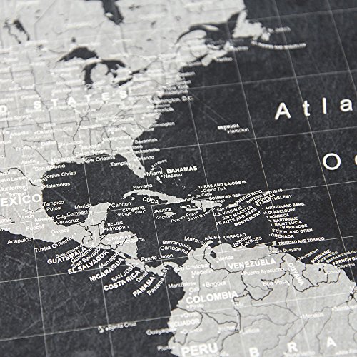 Conquest Maps World Map Poster Modern World Map Style Decor to Track Your Travels & Pin Your Adventures! Matte Poster Paper Detailed Graphics -Cities States & Countries - 2015 Data (24 x 16 Inches)