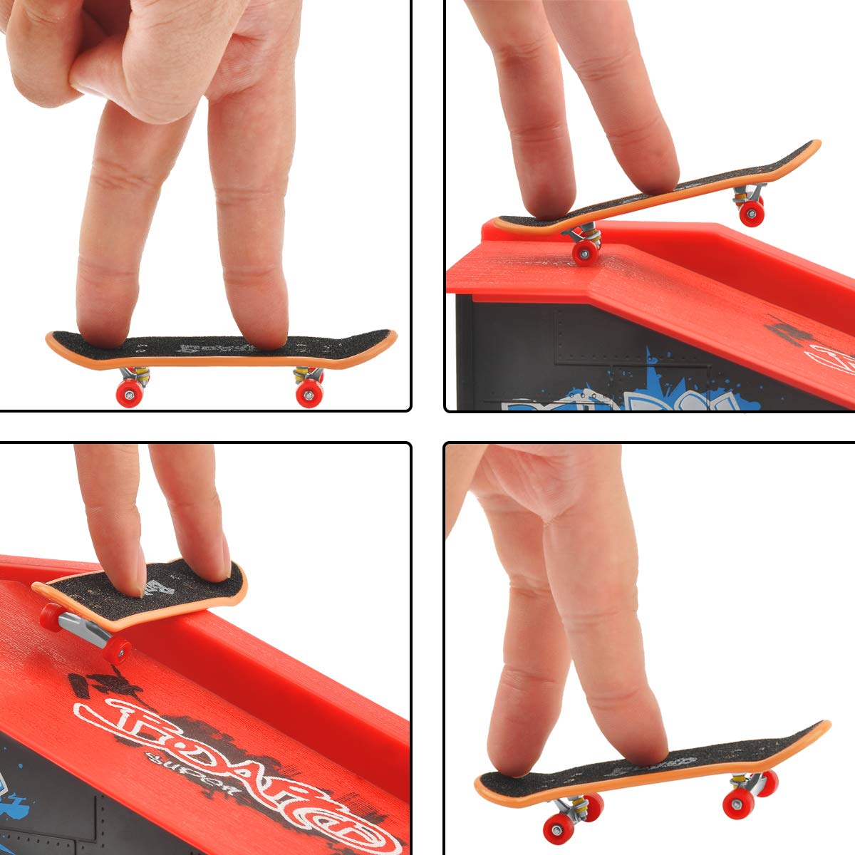 CS COSDDI Skateboard Ramp Set β Finger Skateboard Set with Fingerboards, Fingerboard Skate Park Ramp, DIY Assembly Mini Finger Skateboard Ultimate Park Set Ramps for Kids Birthday Gift(C)