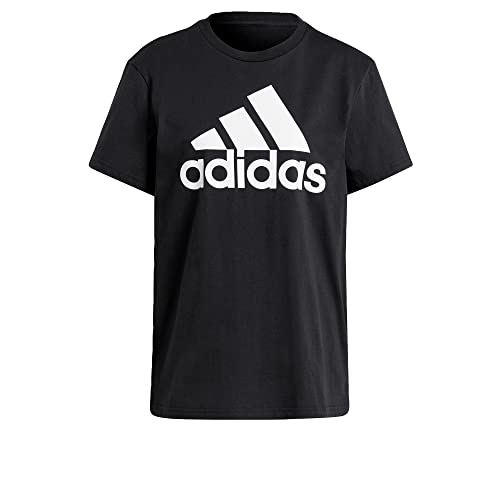 adidas Women's Essentials Logo Boyfriend Tee, Black/White, Large