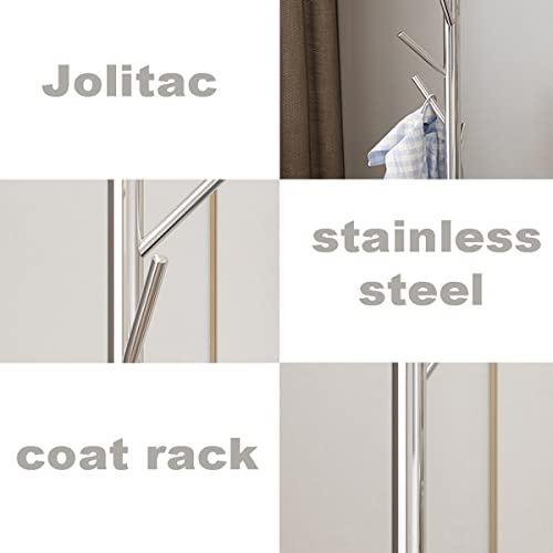 Metal Coat Rack Stand Golden Satin Steel Finish Stable Marble Base, High-Grade with Hooks Metal Tree Hat & Coat Hanger Floor Free Standing Wall Bedroom Easy Assembly (Golden)