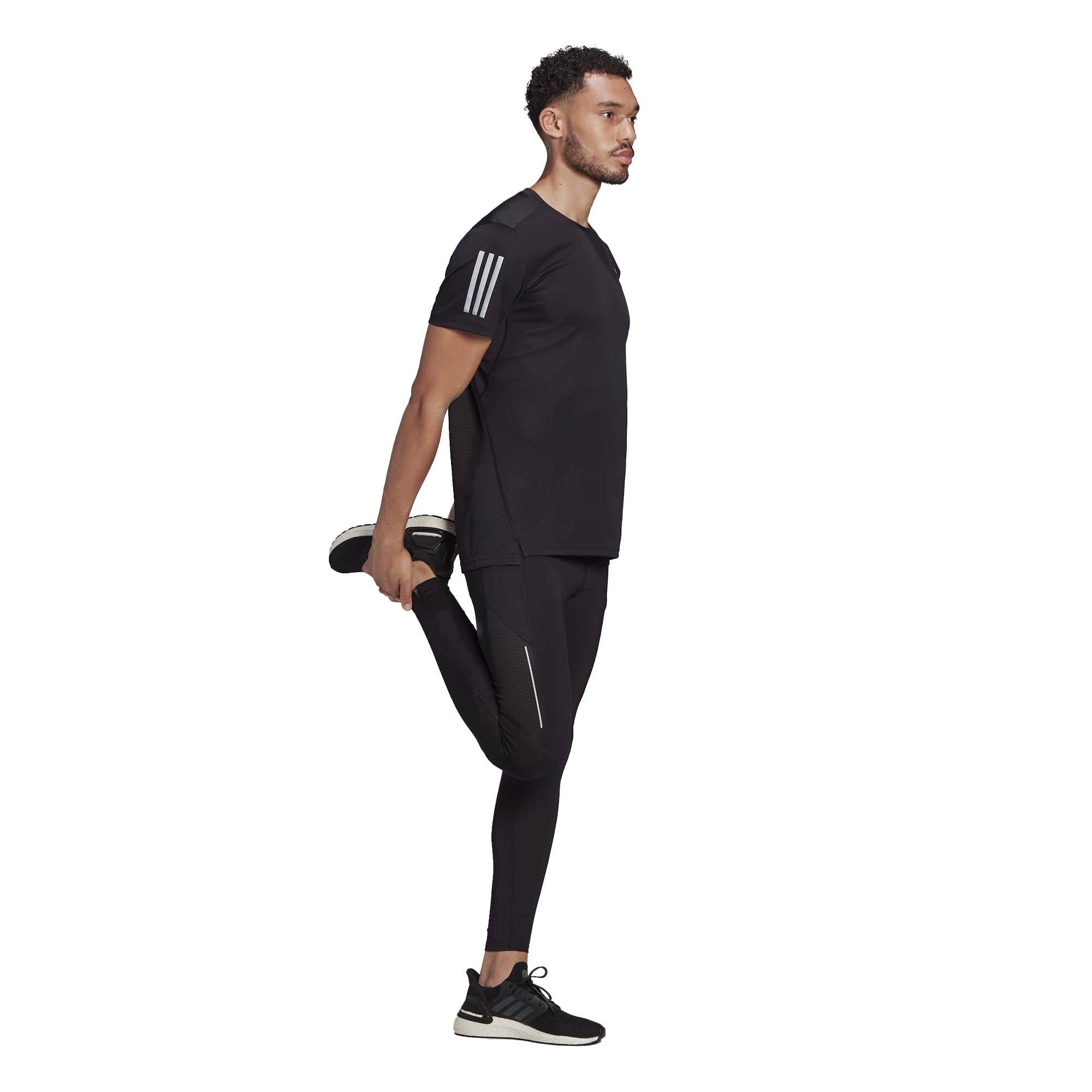 adidas Men's Standard Own The Run , Black/Reflective Silver, Large