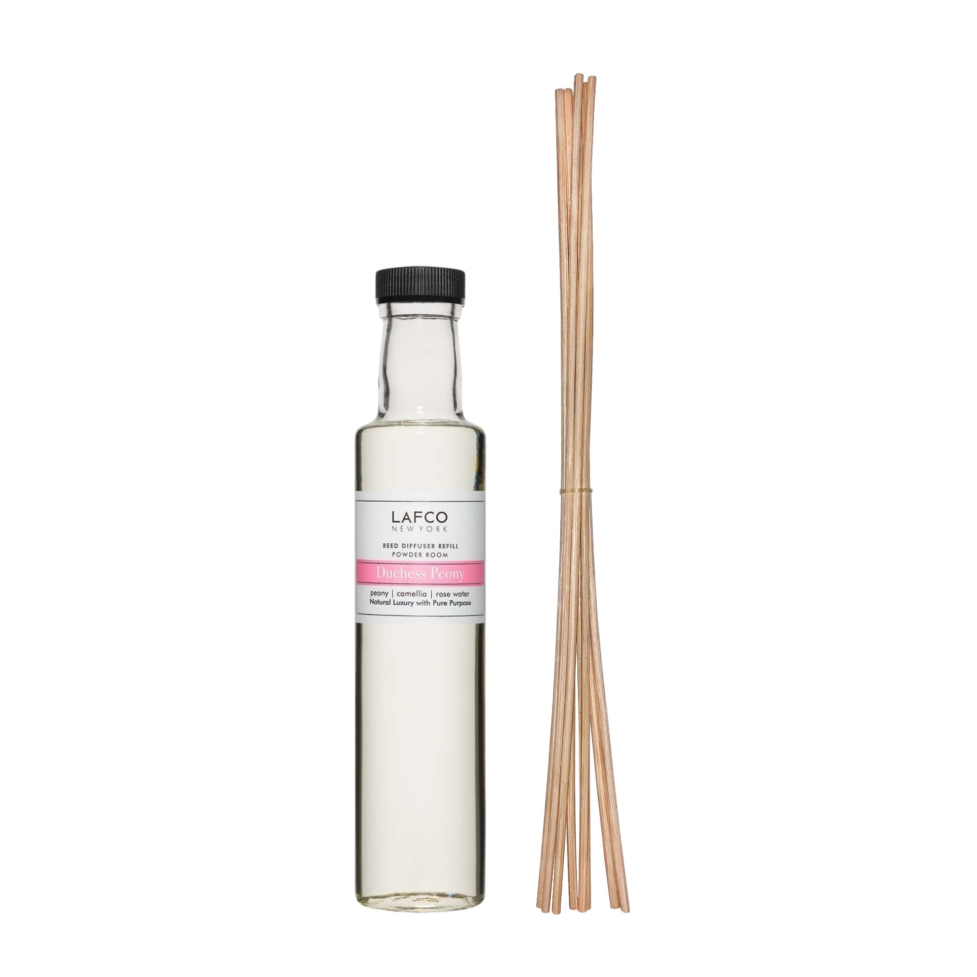LAFCO New York Reed Diffuser Refill, Duchess Peony - 8.4 oz - Up to 4-Month Fragrance Life - Includes Natural Wood Reeds - Free of Dyes & Propellants - Made in the USA