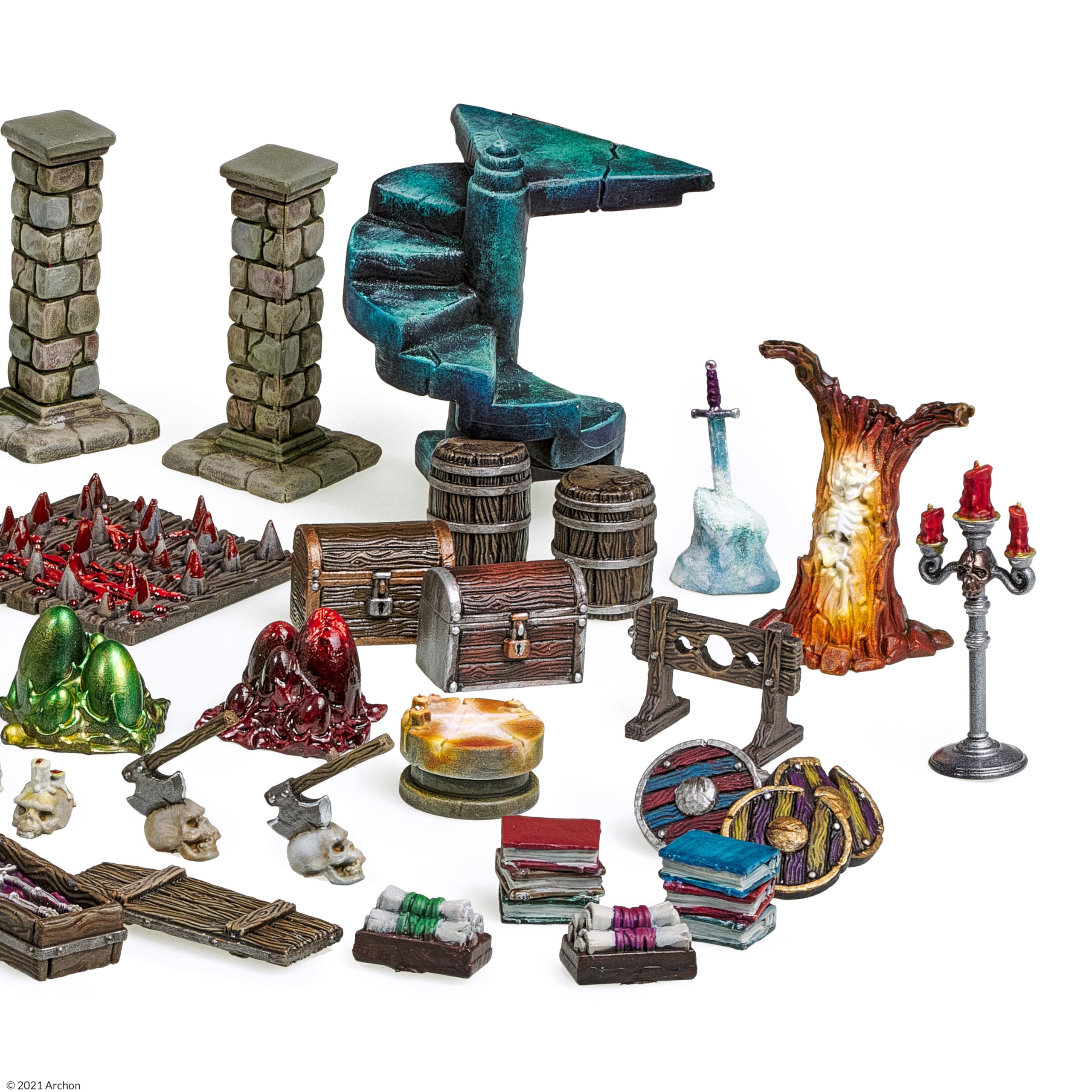 Dungeons & Lasers Fantasy Customization Bits for DND Terrain - 70 Pieces of D&D Accessories and Props for 5E Tabletop RPG Games - Unpainted, Unassembled - for Ages 14 Years and up