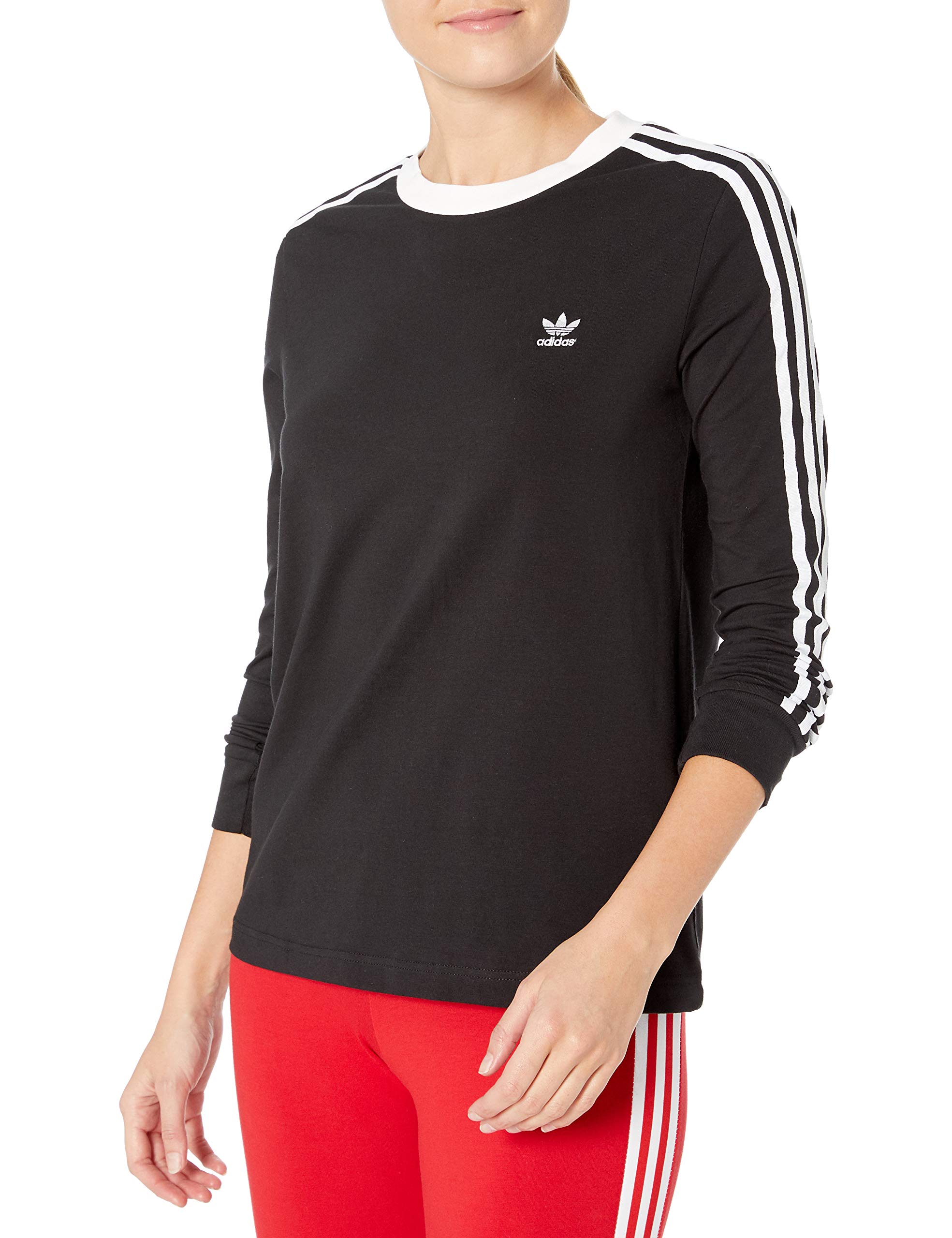adidas Originals womens 3-Stripes Tee Black/White Small