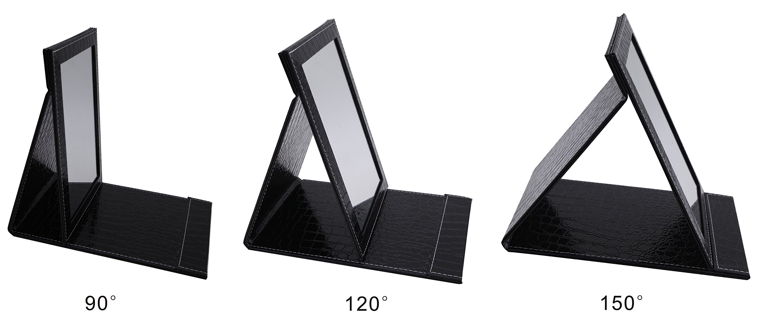 Famiry Portable Folding Vanity Mirror for Bedroom Cosmetic Dresser, Makeup Mirror with Leather Cushioned Cover for Travel