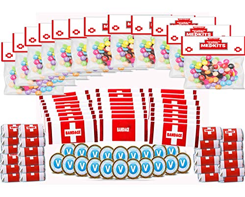 96 Pack Game Party Supplies Party Candy Decorations, 48 Pack Candy and Chocolate Bar Wrappers(2 Size), 12 Set of Candy Bags, 12 Pack Chocolate Coin Labels for Kids Game Party Favors1
