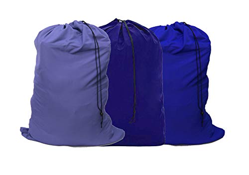 YONGQIANG Extra Large Laundry Bag 3 Pack, Blue, Travel Laundry Bags with Drawstring Closure, 30"x40", for college, dorm and apartment dwellers.