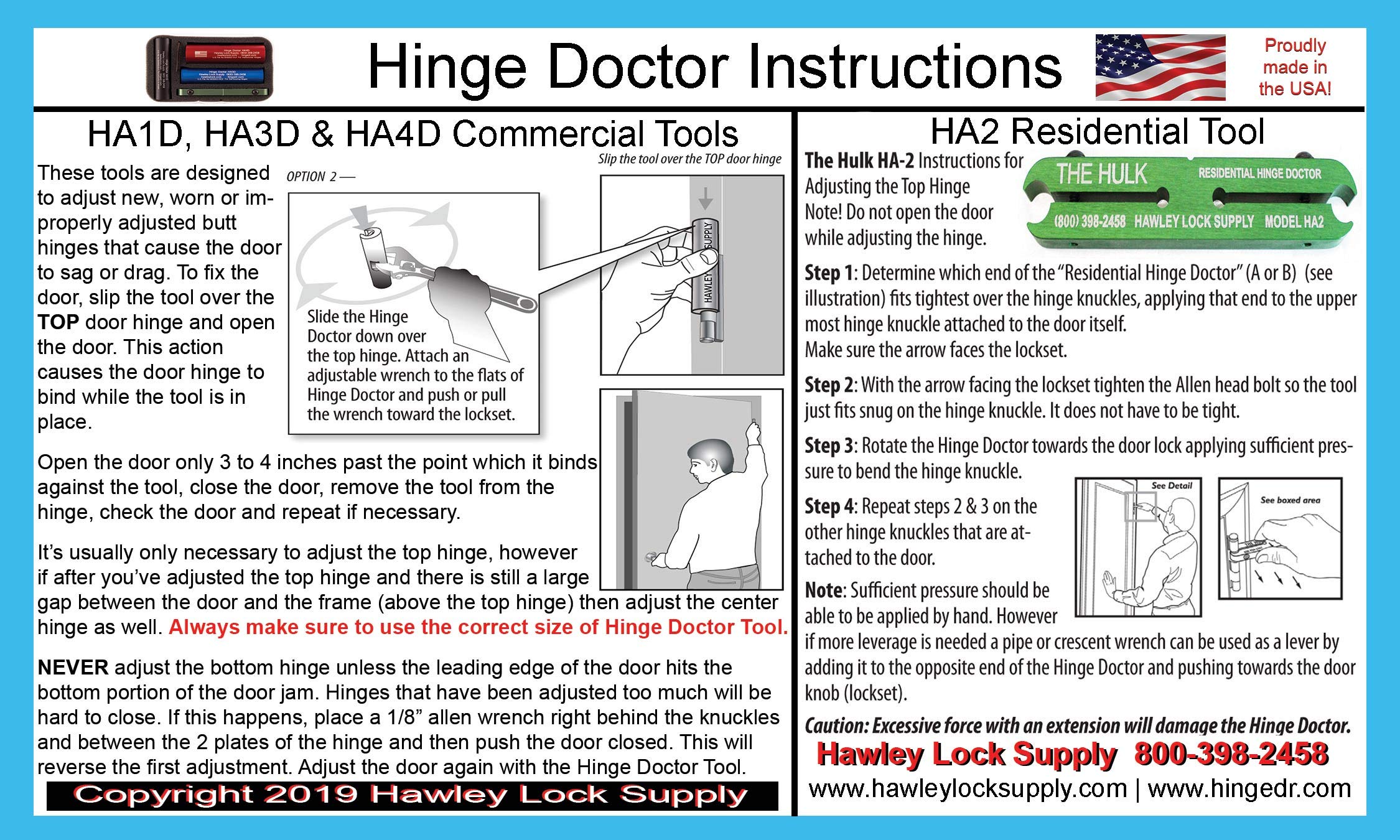 Hinge Doctor HA1D For Commercial Hinges