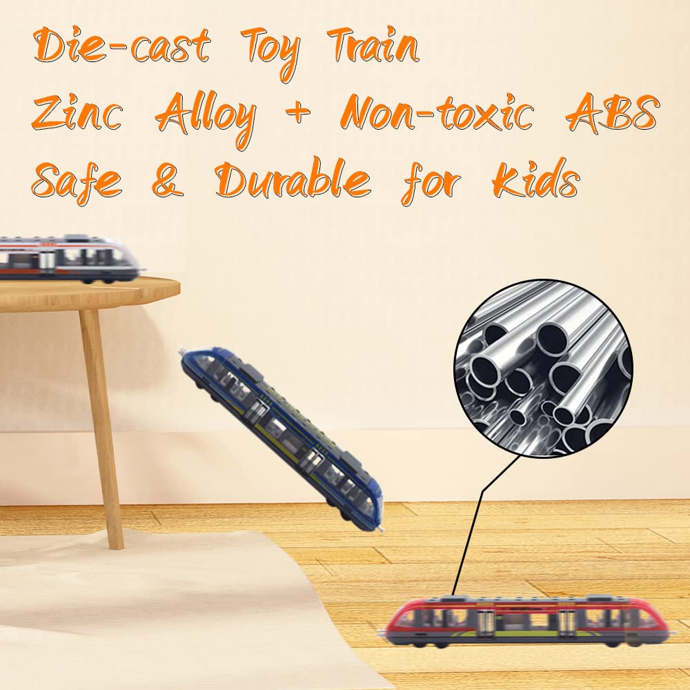 Crelloci 3 Pack Bullet Train Set, Linked High Speed Lotomotive Toy Train, Die Cast Alloy Model Car, Connectable Sliding Subway, Gift for Kids Boys Toddlers Ages 3+
