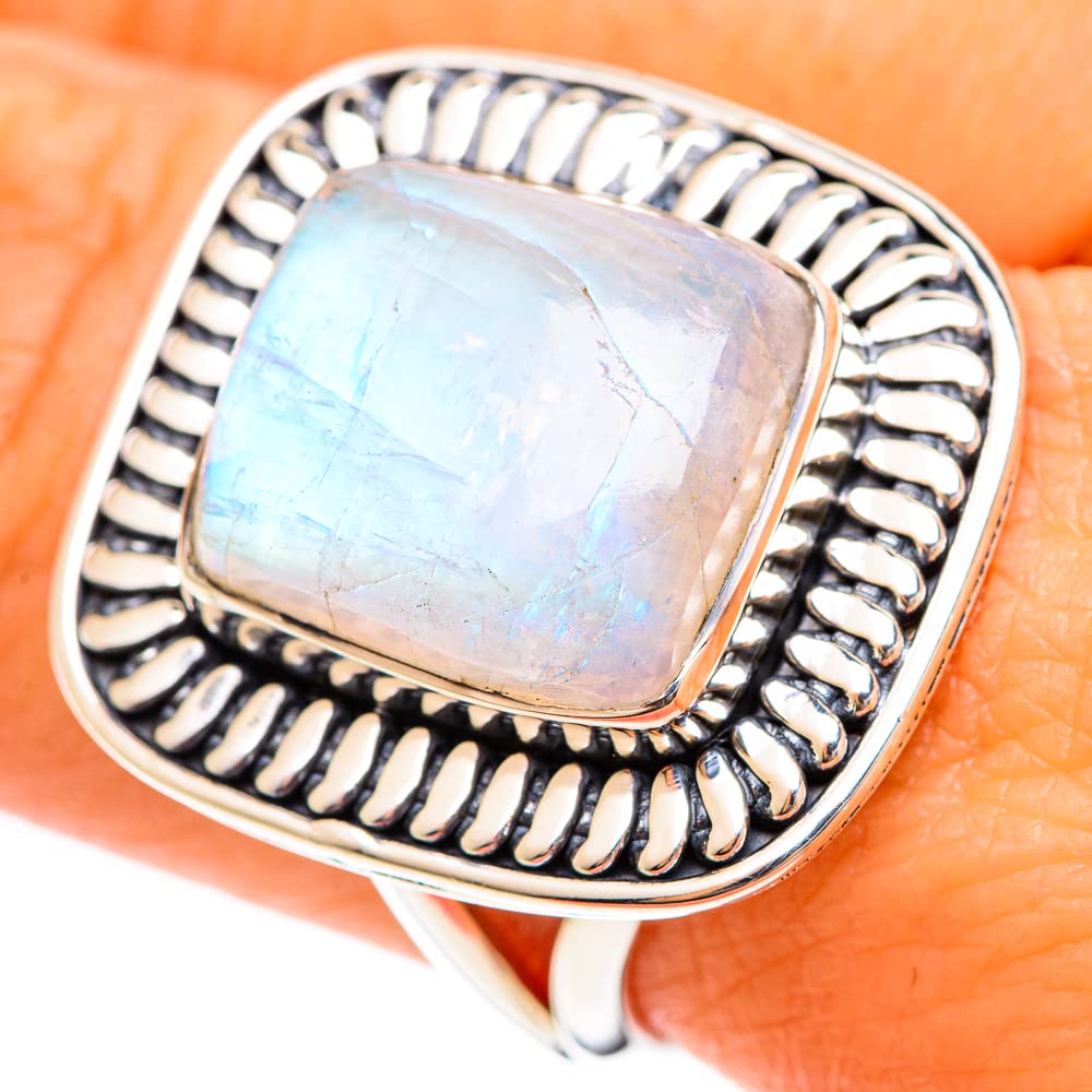 Ana Silver Co Rainbow Moonstone Ring Size 9.25 (925 Sterling Silver) - Handmade Jewelry, Bohemian, Vintage RING107792