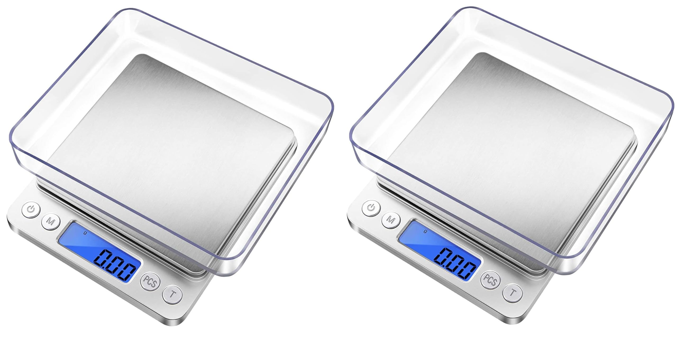 Aibileec Food Weight Scale Measure 0.1G-2000G (Ounces Grams DWT GN CT) Pocket Size Come with Two Trays (2 Pack)