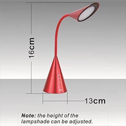 Anivia LED Desk Lamp for Bedroom, Table Lamp for Living Room for Reading & Working, Lamp with 4 Lighting Modes, Touch Lamp with Sensitive Control, Eye-Caring Office/Bedside Lamp (Red)