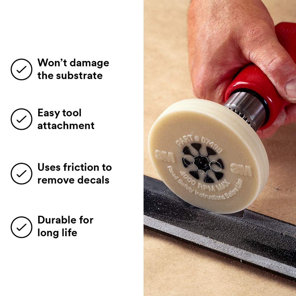 Cubitron 3M Stripe Off Wheel Adhesive Remover Eraser Wheel Removes Decals, Stripes, Vinyl, Tapes and Graphics 4β diameter x 5/8β thick 3/8-16 threaded mandrel 07498 Pack of 1