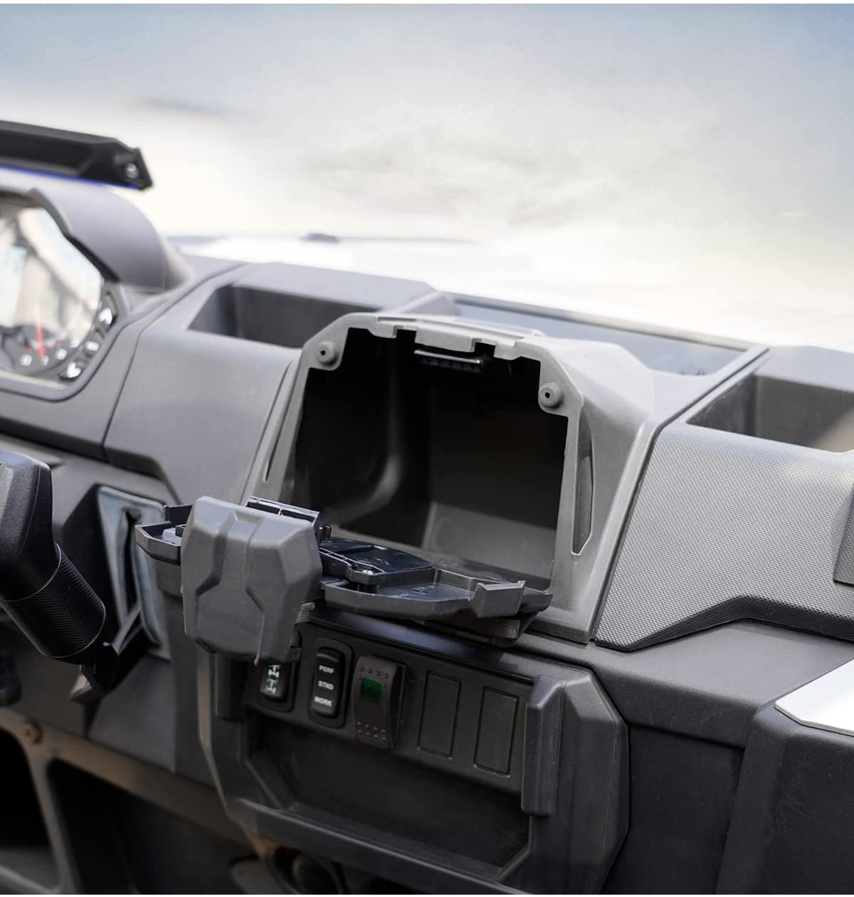 A & UTV PRO Electronic Device Tablet Holder, Phone Ipad GPS Holder Mounts with Storage Box Organizer Tray for 2018-2024 Polaris Ranger XP 1000 Crew Diesel Accessories,1PC