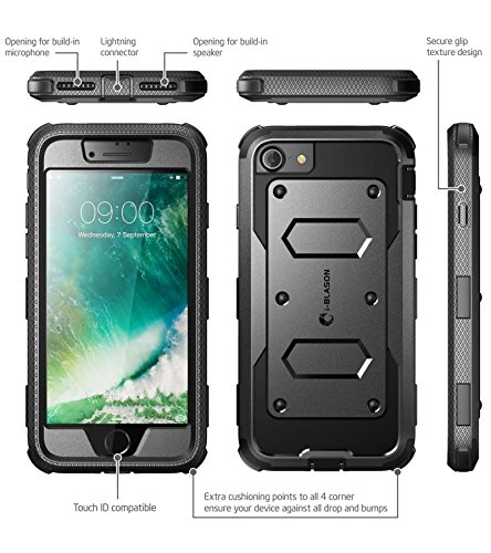 i-Blason Armorbox Case for iPhone SE 2022 (3rd Generation), [Built-in Screen Protector] Full-Body Rugged Holster Case for iPhone SE 2022/ iPhone SE 2020/ iPhone 8/7, Black