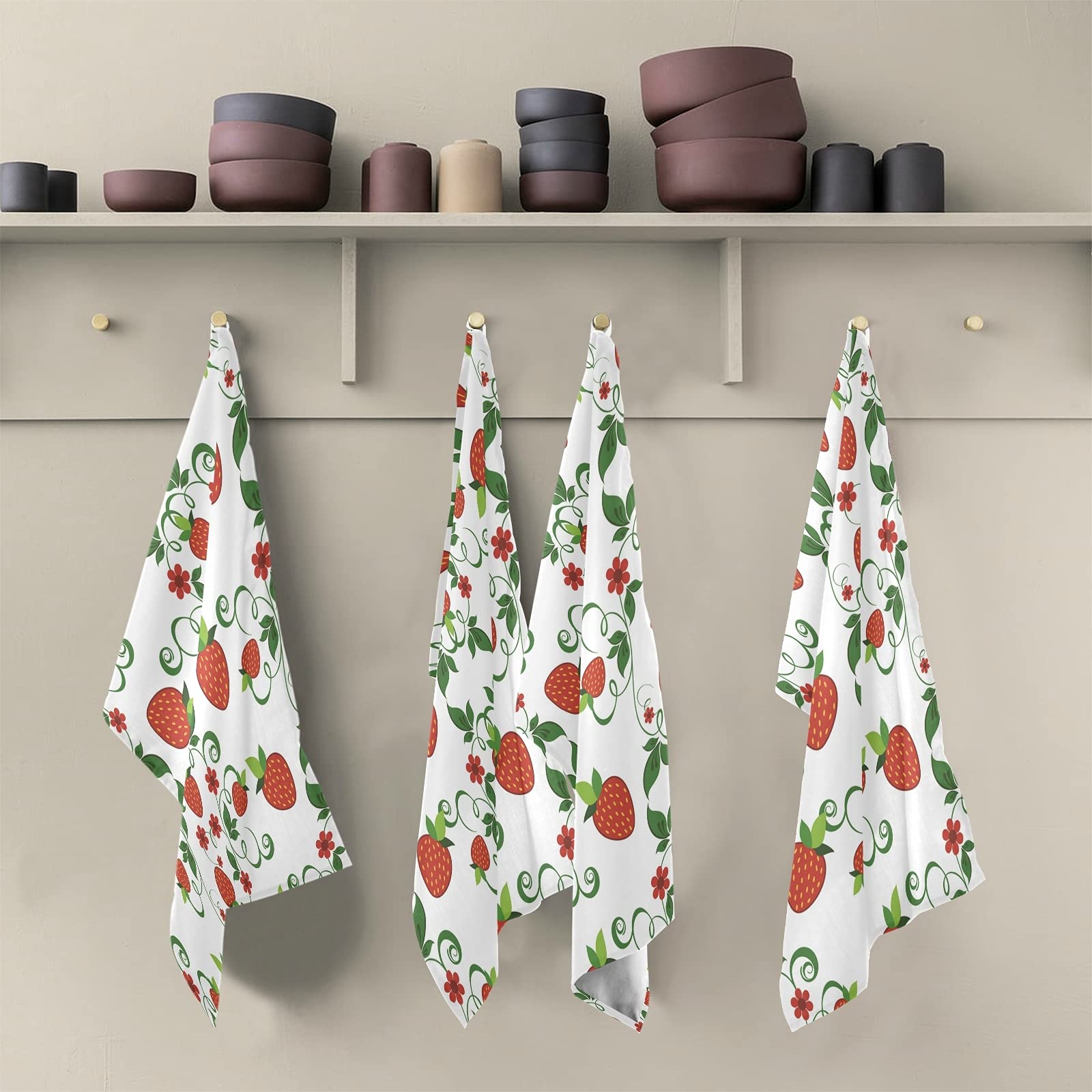ALAZA Strawberry Decorative Kitchen Dish Towels 1 Piece,Soft and Absorbent Kitchen Hand Towels Home Cleaning Towels Dishcloths,18 x 28 Inch