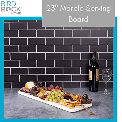 BIRDROCK HOME 23" Marble Serving Board | 100% Natural, Premium Marble | 23" L x 8" W | Charcuterie Board for Party Appetizers | Kitchen Platter for Food | Fruit Display - White