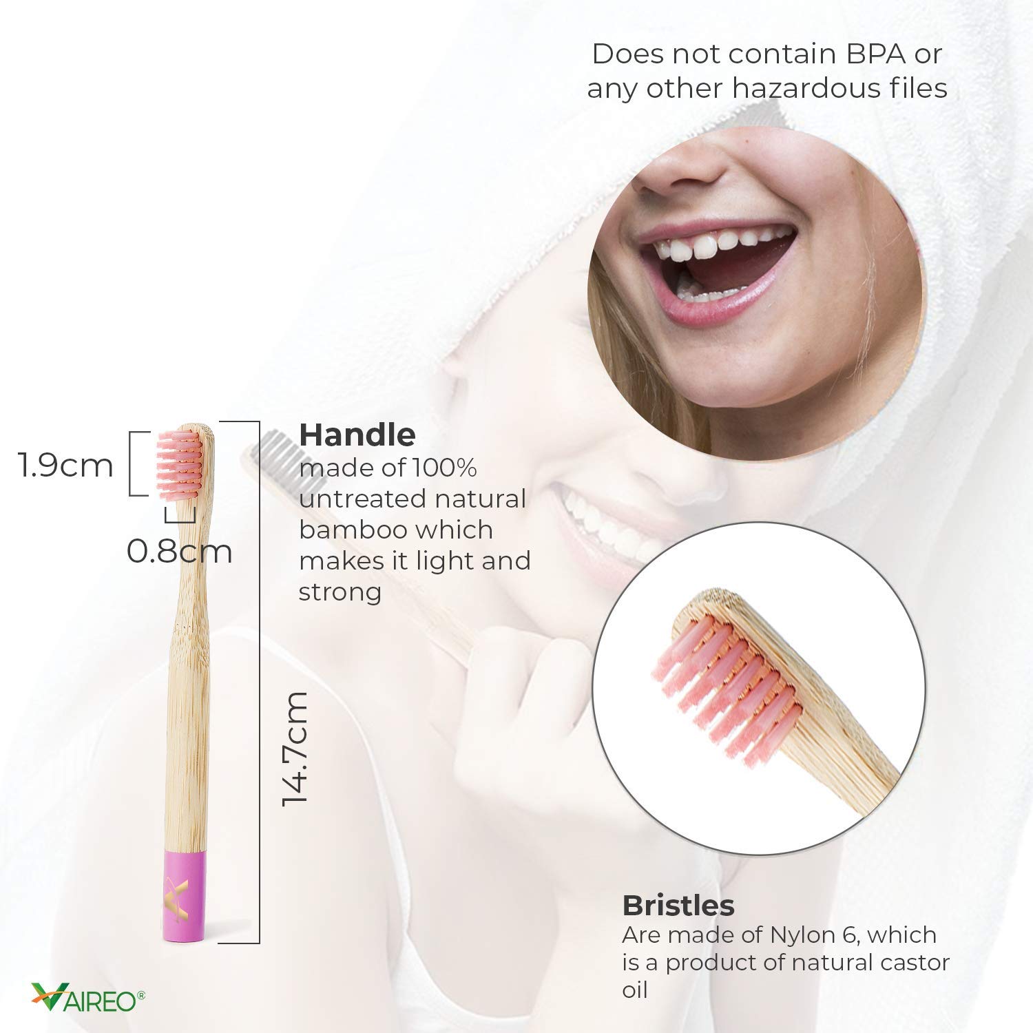 Vaireo Bamboo Toothbrushe - Soft Bristles Wooden toothbrushes - Organic Wooden Toothbrushes - 100% Natural, Eco-Friendly and Biodegradable (Kids Colourful 6 Pack)
