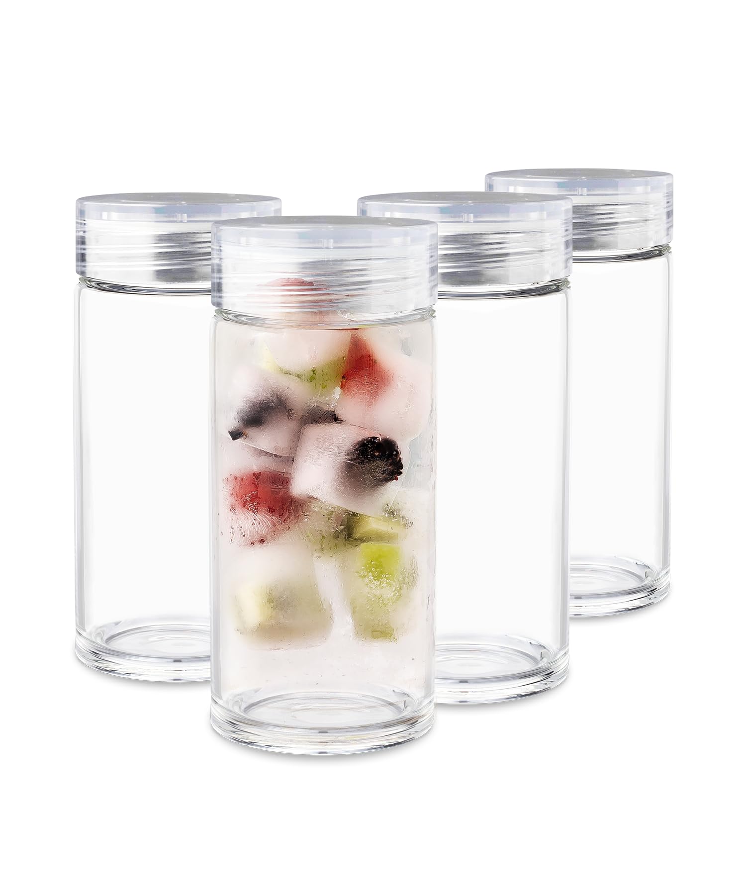Glass Water Bottles - 4 Pack Wide Mouth Juice Bottles with Clear Lids for Juicing, Smoothies, Fruit Water, Teas, Beverage Storage (10 oz)