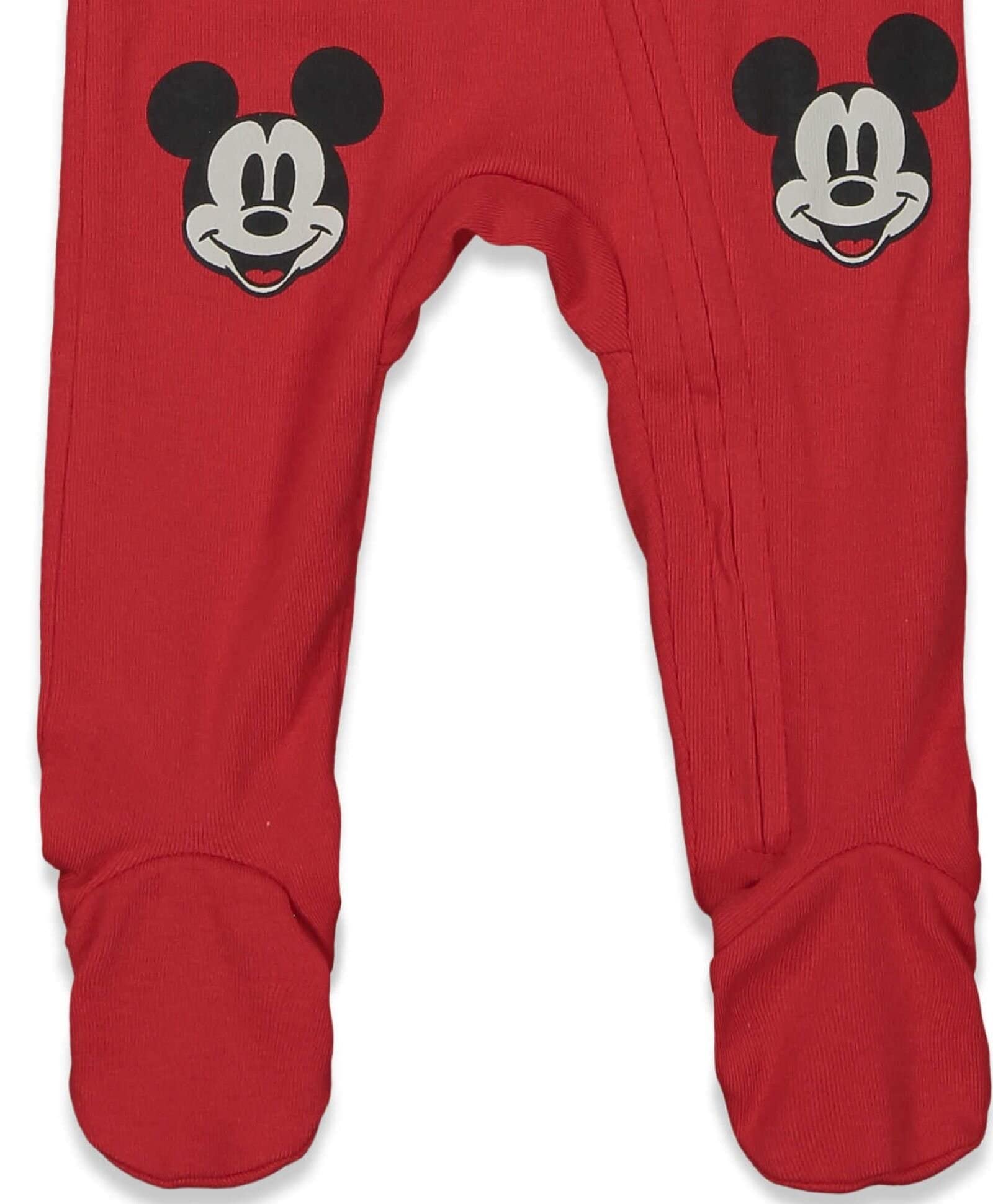 Disney Mickey Mouse Infant Baby Boys Zip-Up Long Sleeve Sleep N' Play Coverall Red & Gray 12 Months