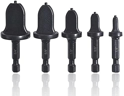 Bestgle 5 Pcs Swaging Tool Drill Bit Set, 1/4 Inch Hex Shank Copper Pipe Swagging Drill Bits Air Conditioner Tube Expander Flaring Tools Copper Pipe Swagging Flare Tools Copper Tubing Repairment Kit