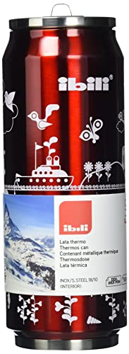 IBILI Thermos can Eco 500 ml of Stainless Steel, Red/Silver, 7 x 7 x 20 cm