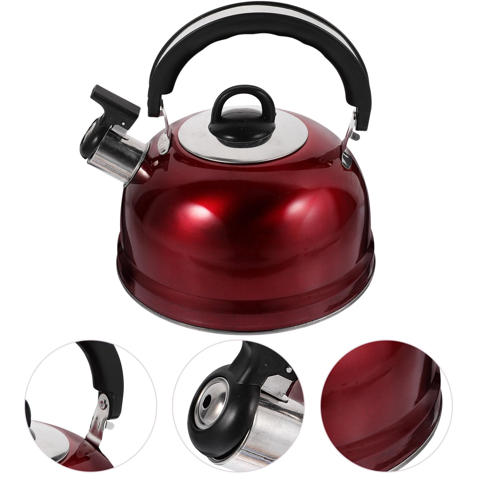 HEMOTON Tea Hemispherical Restaurant Whistling Anti- Coffee Large Red Boiled Stove Camping Espresso Handle Boil Black Kettle Small Boiling Electric with Wine Pot Household Machine Touch