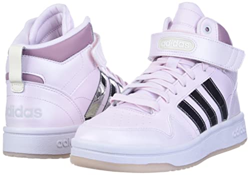 adidas Women's Postmove Mid Basketball Shoe, Almost Pink/Silver Metallic/Magic Mauve, 7