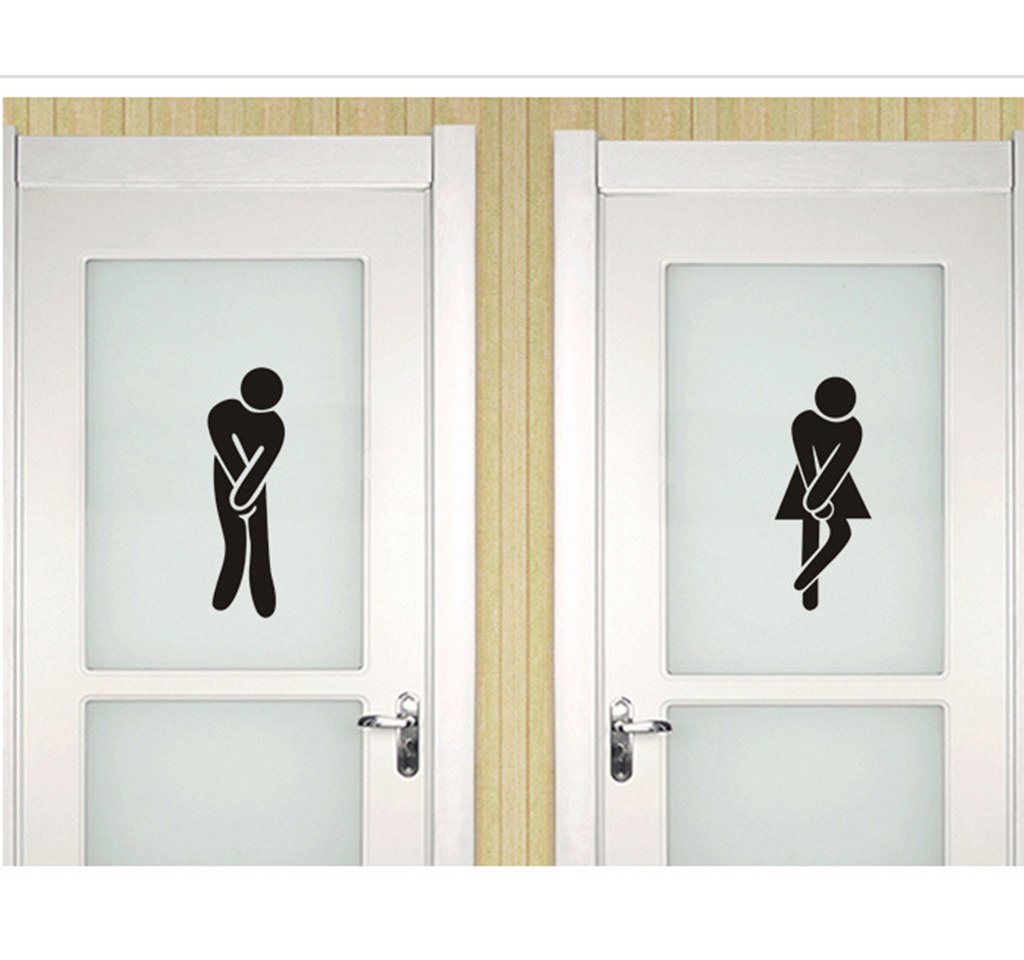 Bestjybt DIY Removable Washroom Toilet Bathroom WC Sign Door Accessories Wall Sticker Home Decor