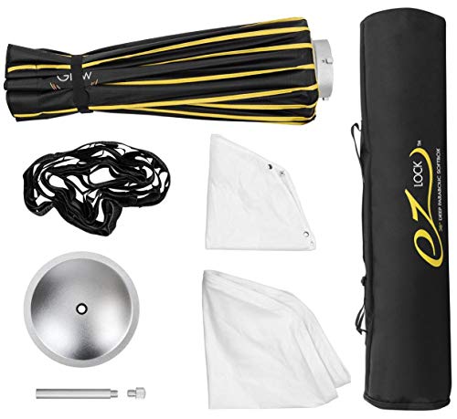 Glow EZ Lock 38" Deep Parabolic Quick Softbox, 16-Sided Parabolic Softbox Opens Up and Closes Down 'Umbrella' Style, this Bowens Mount Softbox with Quick Speedring Swap is an Ideal Speedlight Soft box