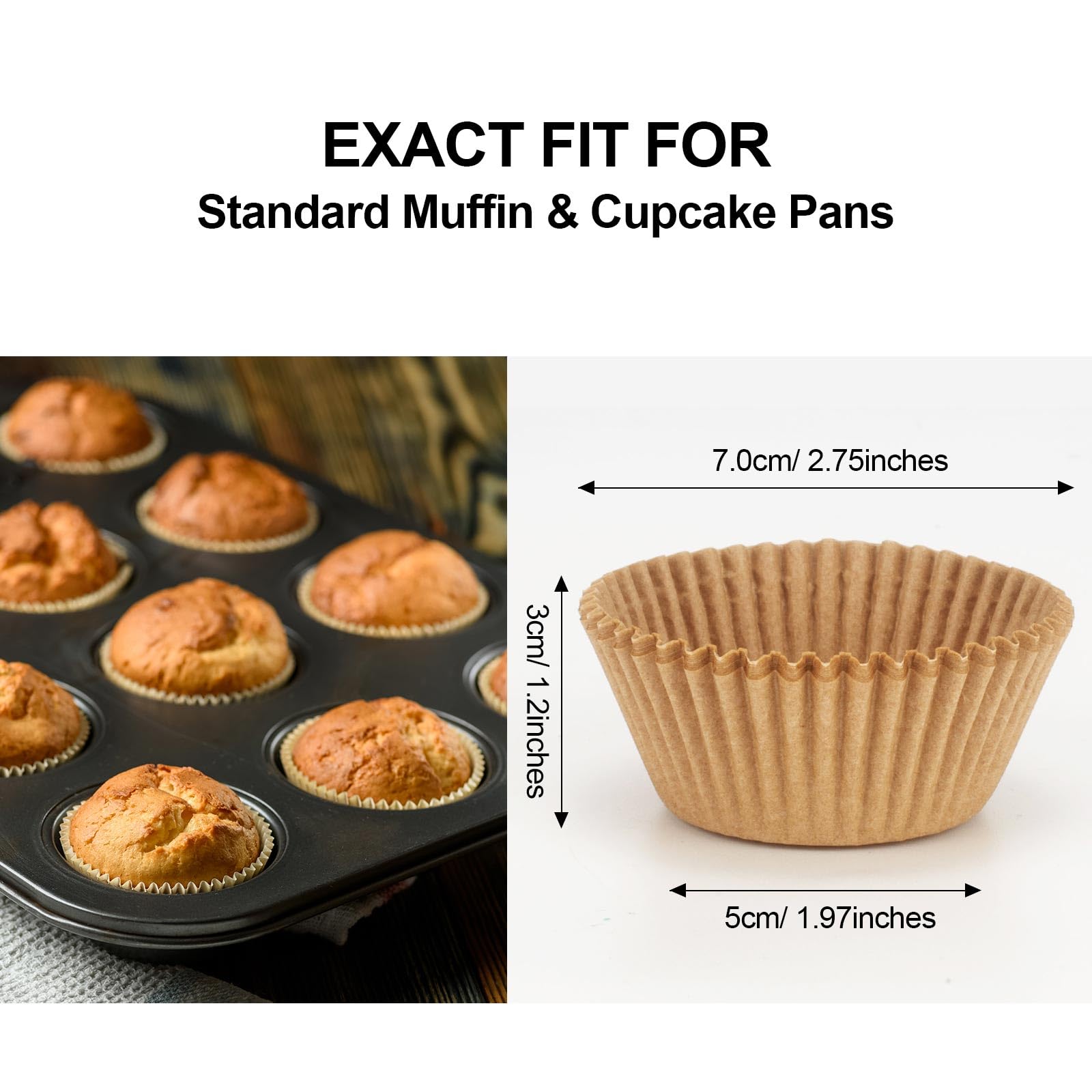 600PCS Cupcake Liners, Upgrade Parchment Paper Muffin Liners for Baking, Cupcake Wrapper for Party, Wedding, Standard Size, Natural