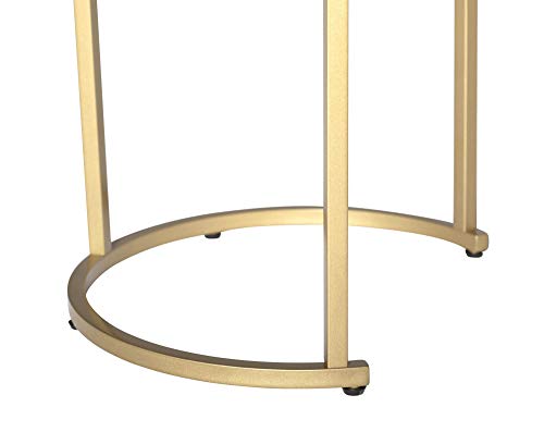 Studio Designs Home Camber Modern 20" and 14.5" Round Set of Nesting Tables in Gold/Clear Glass