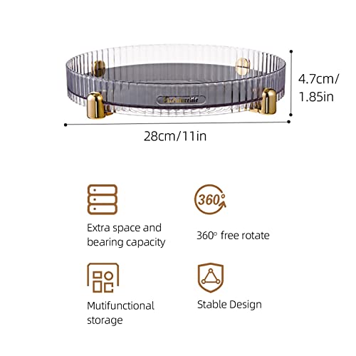 Amoilly 11" Lazy Susan Organizer, Turntable Lazy Susan for Cabinet, Makeup Perfume Organizer, Bathroom Vanity Tray, Spice Bottle Organizer, Counter Organizer (White)