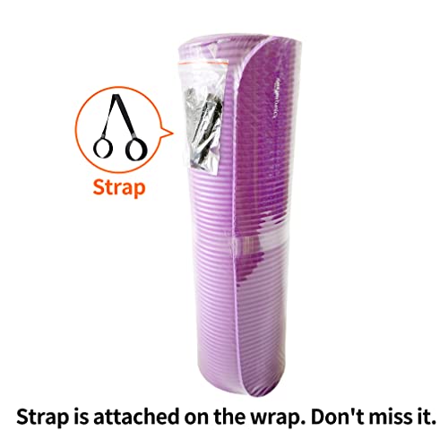 Amazon Basics Extra Thick Exercise Yoga Gym Floor Mat with Carrying Strap, 74 x 24 x .5 Inches, Purple