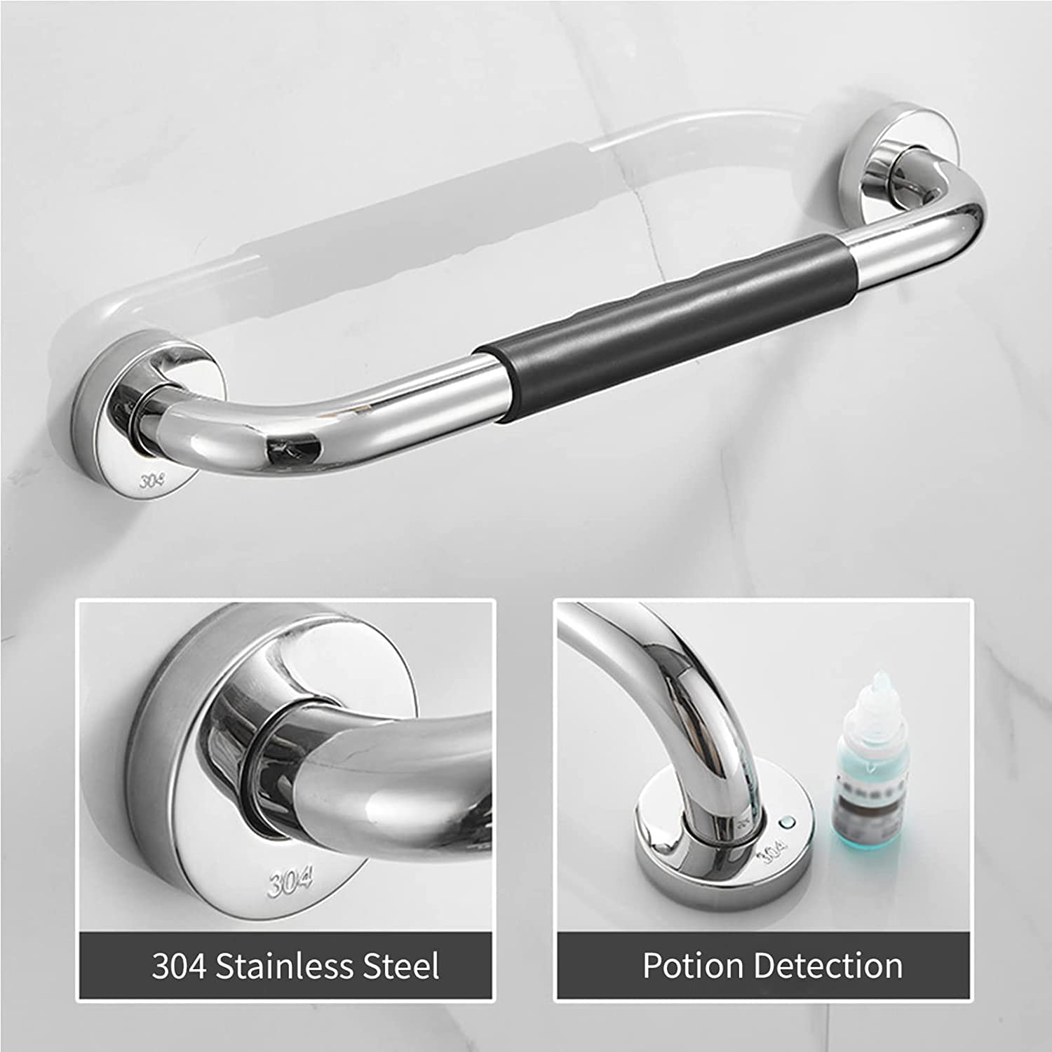 Top hacker Bathroom Grab Bar Stainless Steel Bath Grab Rail Shower Safety Handrail Anti Slip Rubber Grip Balance Bar Handle for Elderly Disabled Children Kitchen Toilet (Size : 11.8Inch)