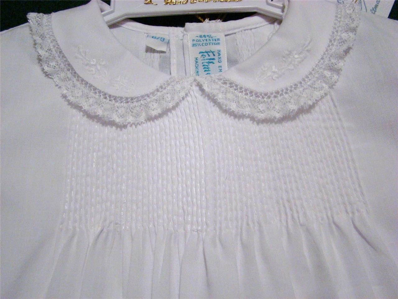 Feltman Brothers Girls Christening Gown White Batiste Lace with Bonnet 9/12m