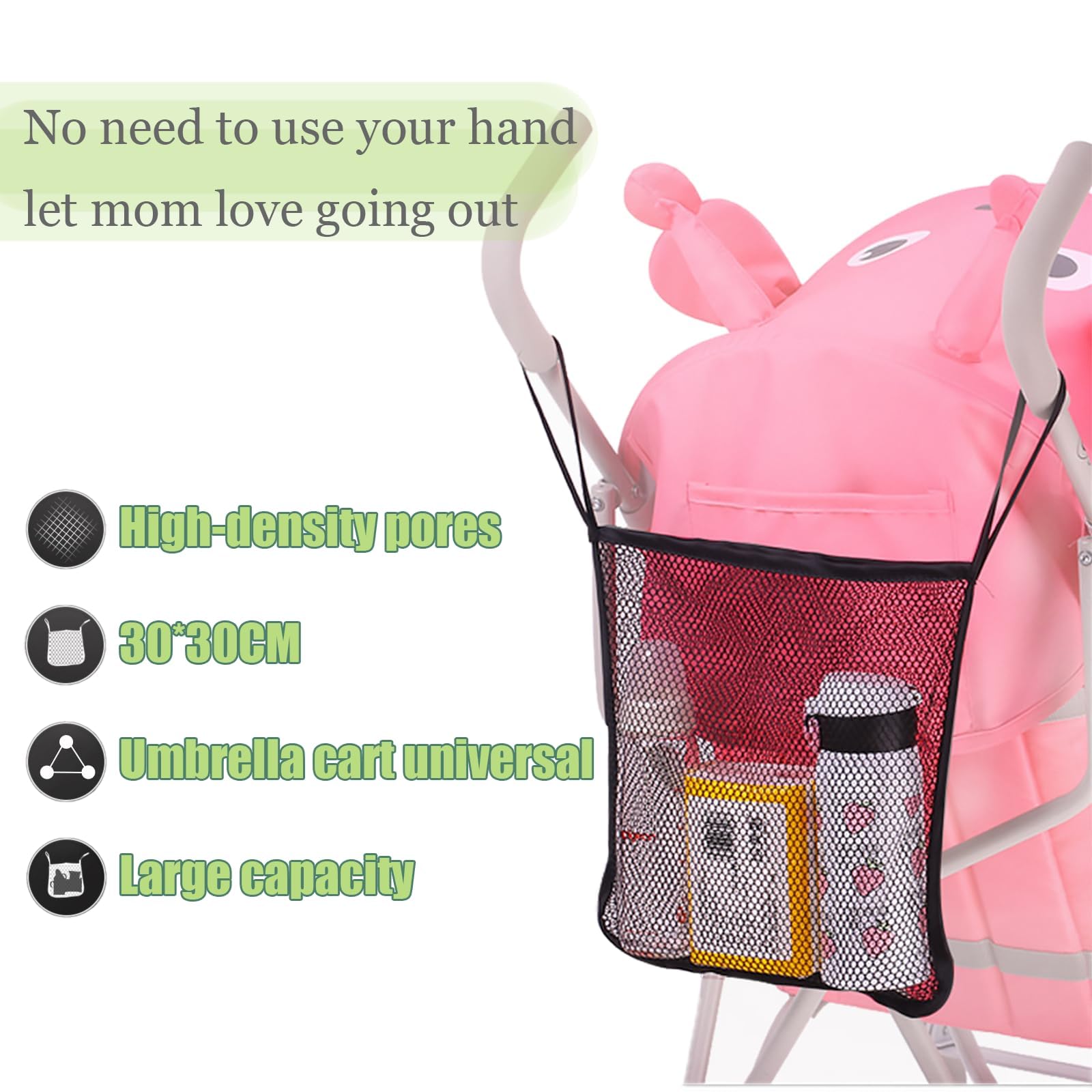 Alovexiong 2 Pack Portable Universal Multi Function Baby Stroller Hanging Bag, Accessory Mesh Organizer Net Bag, Food Storage Container Bag,Stroller Hanging Storage Net Bag,Toy Storage